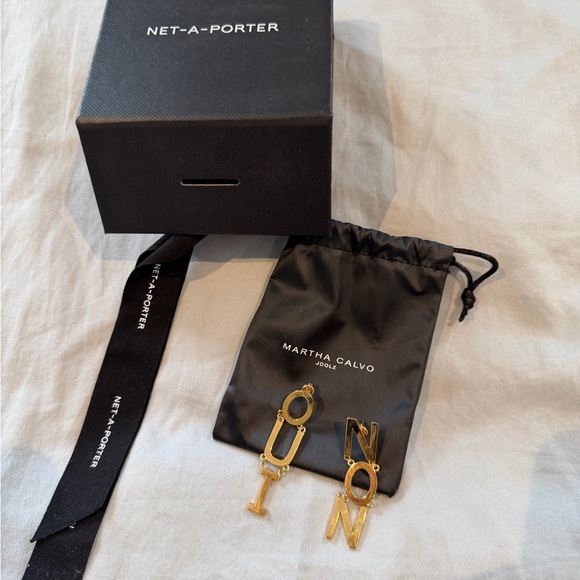 Martha Calvo | Jewelry | Chic Gold Letter Earrings | Poshmark